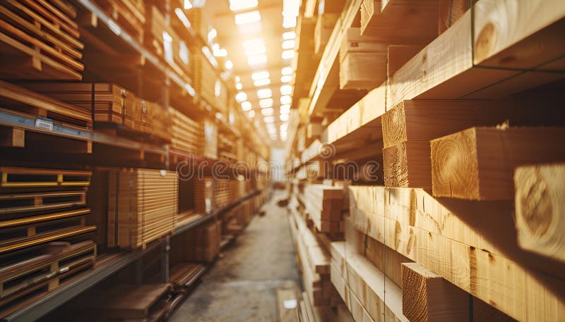 Stacks of Timber Planks in a Warehouse, Representing Timber Building ...