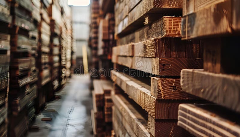 Stacks of Timber Planks in a Warehouse, Representing Timber Building ...