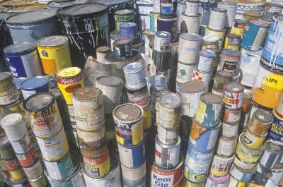 Stacks of toxic paint cans editorial image. Image of recycle - 26257795