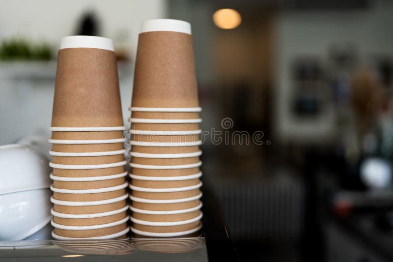 Stacks Upside Down Empty Brown Takeaway Disposable Coffee Cardboard ...