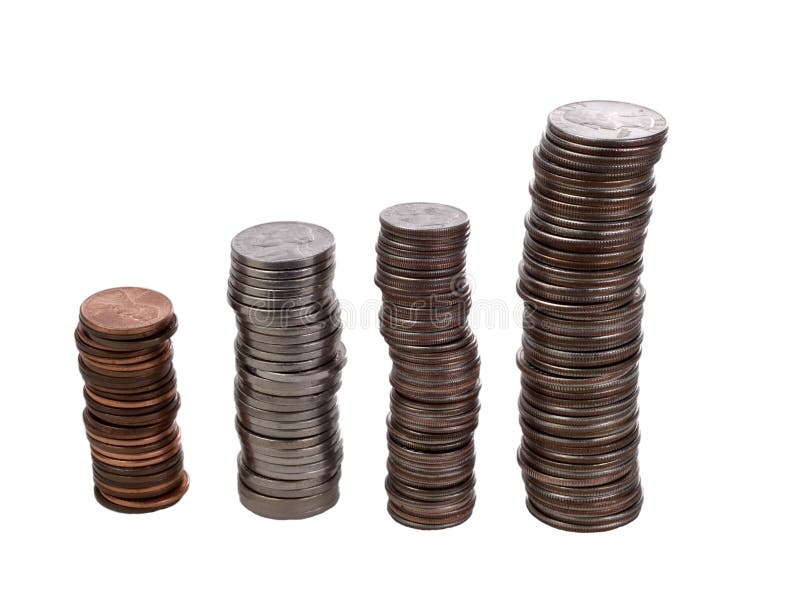 Stacks of US Coins Growth Graph Stock Image - Image of business, stacks ...