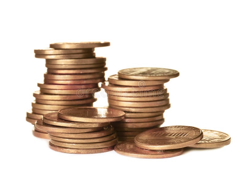 Stacks of US Coins Isolated Stock Photo - Image of background, budget ...