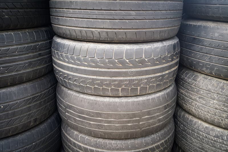Stacks of Used Vehicle Tires Stock Photo - Image of simple, recycle ...