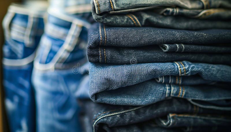 Stacks of Various Denim Jeans Textures. Generative Ai Stock ...