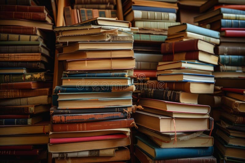 Stacks of Vintage Books in Library Stock Photo - Image of wisdom, paper ...