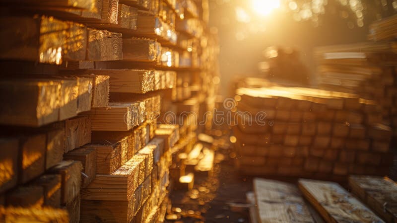 Stacks of Wood in a Timber Warehouse Stock Image - Image of carpentry ...