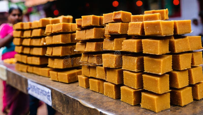 Stacks of Yellow Candy Bars on a Table Stock Illustration ...