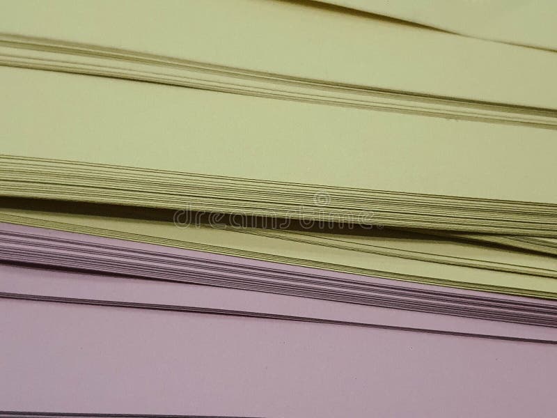 Stacks of Yellow and Pink HVS Papers Stock Photo - Image of fiber ...