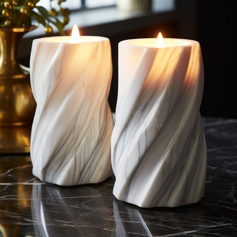 Stacy Adams Home Marble Curved Candle with Intertwining Materials Stock ...