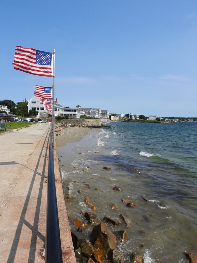 Stacy Esplanade Rocky Shoreline in Gloucester Mass Stock Photo - Image ...