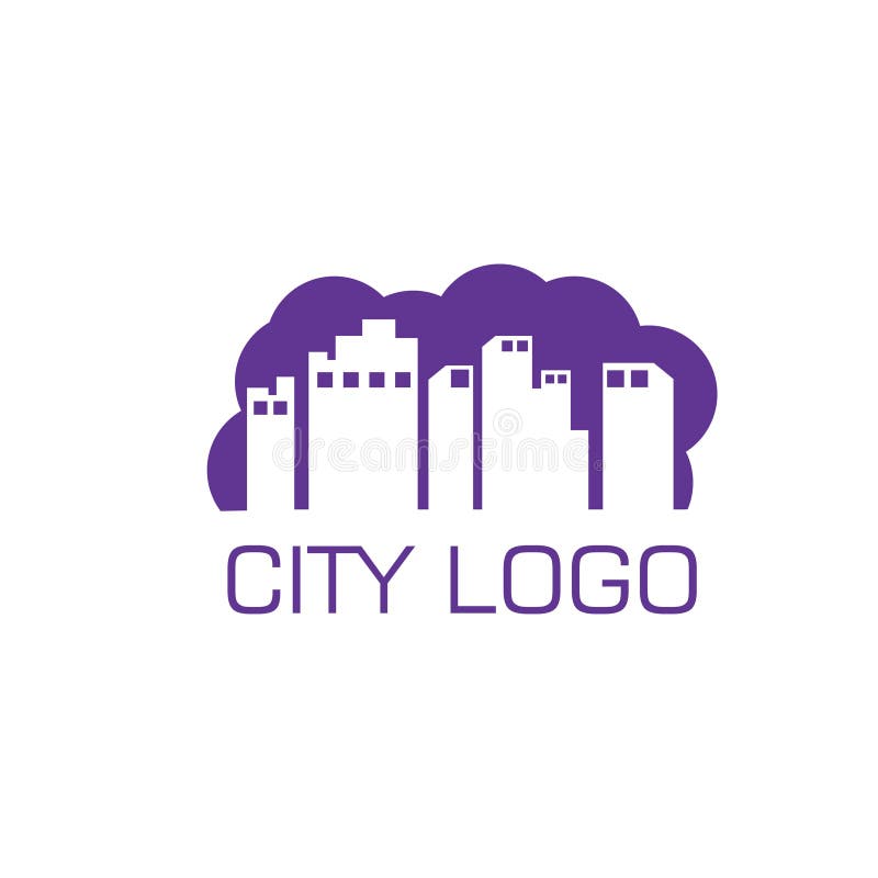 Stad Logo Vector Art Logo Template Och Illustration Stock ...