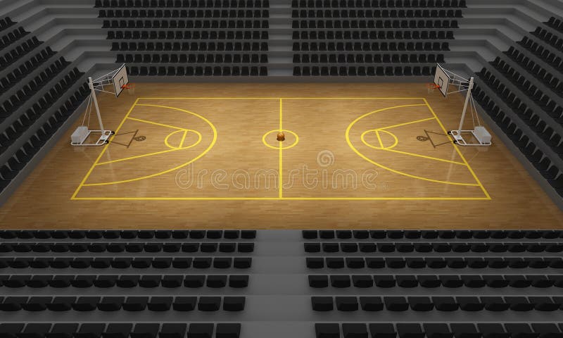 Stade de basket-ball, 3d illustration stock. Illustration du panier ...