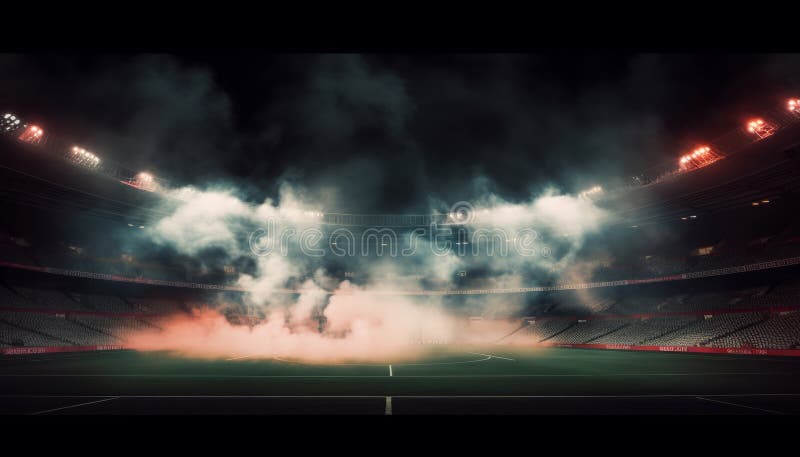 Stadium Arena Lights and Smoke Stock Illustration - Illustration of ...