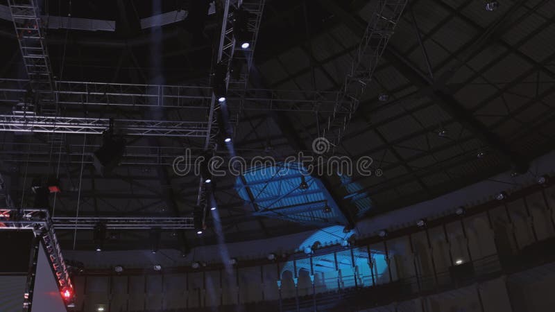 A Stadium with a Blue Light Shining on the Ceiling Stock Footage ...