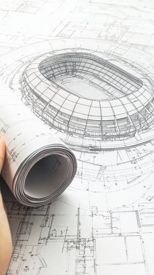 Stadium Blueprint Architectural Design Drawings Stock Illustration ...