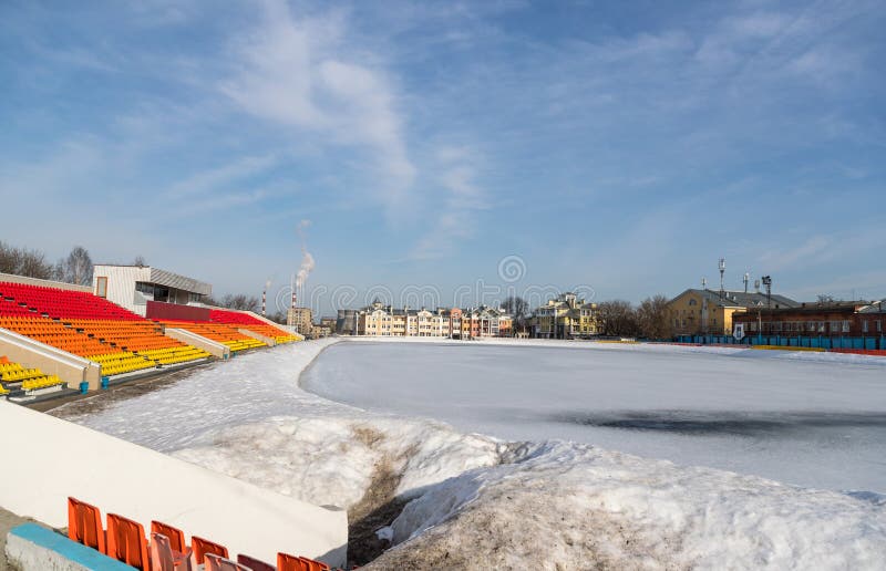 Stadium Covered with Snow in Winter Stock Photo - Image of cold ...