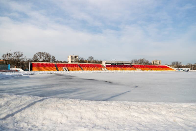 The Stadium Covered with Snow in Winter Stock Image - Image of public ...
