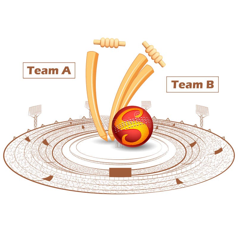 Stadium of Cricket with Pitch and VS Versus Text Stock Vector ...