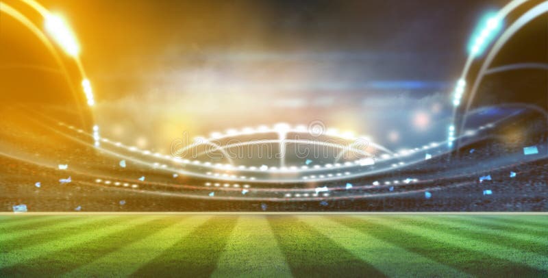 Stadium 3d render, stock illustration. Illustration of illuminated ...