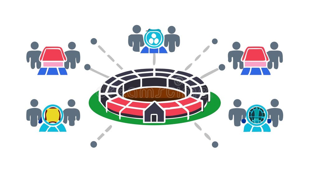Stadium Event Network, Crowd Management Technology, Vector Design ...