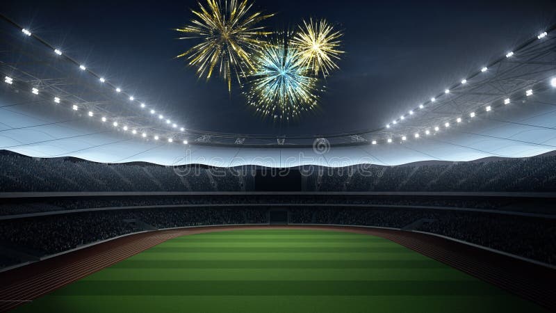 Stadium with Fans the Night before the Match. 3d Rendering Stock Photo ...