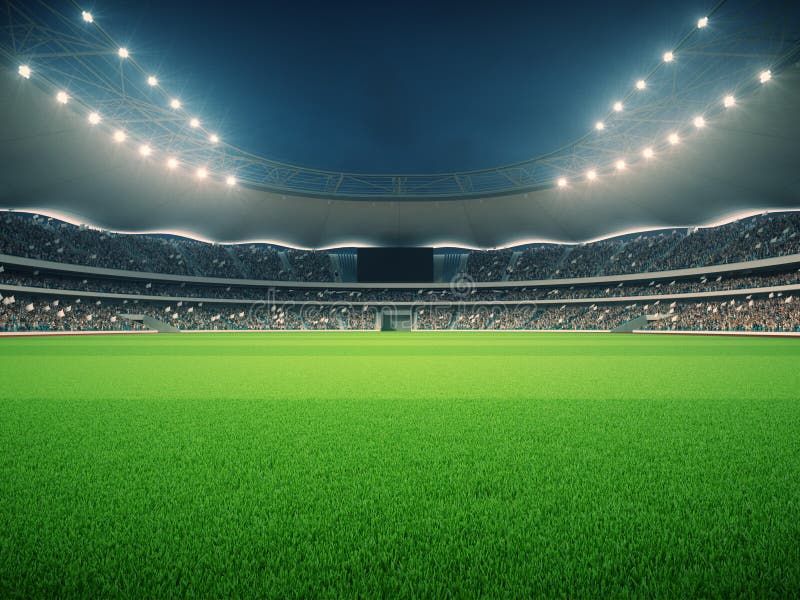 Stadium with Fans the Night before the Match. 3d Rendering Stock Photo ...