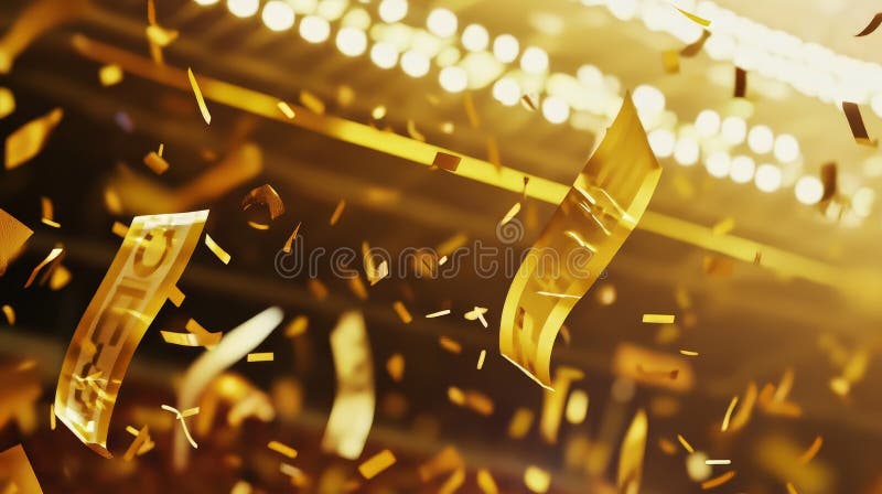 A Stadium Filled with Confetti and People Celebrating Stock ...