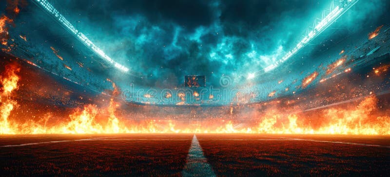 A Stadium Filled with Fire and Smoke Stock Photo - Image of champion ...