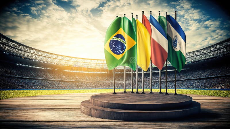 Stadium Flags International Competition Ceremony Sunset Stock Photo ...