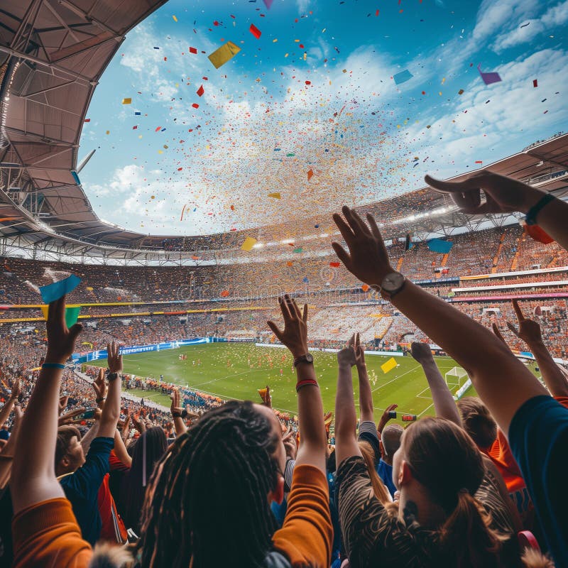 A Stadium Full of People are Celebrating a Victory. the Crowd is ...