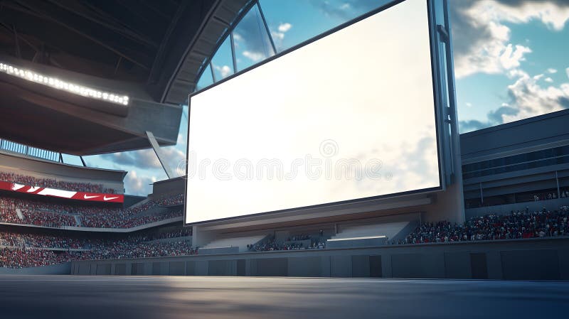 Stadium with a Large Blank Screen, Blue Sky Background Stock ...