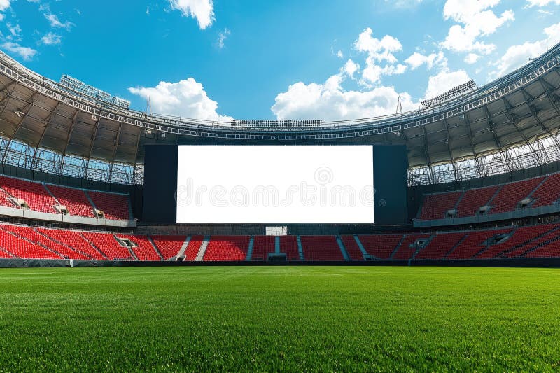 A Stadium with a Large Empty Scoreboard, a Mockup of an Empty White ...