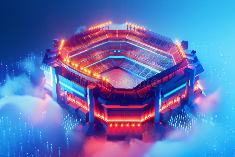 A Stadium with a Large Oval Shape and a Lot of Windows with Generative ...
