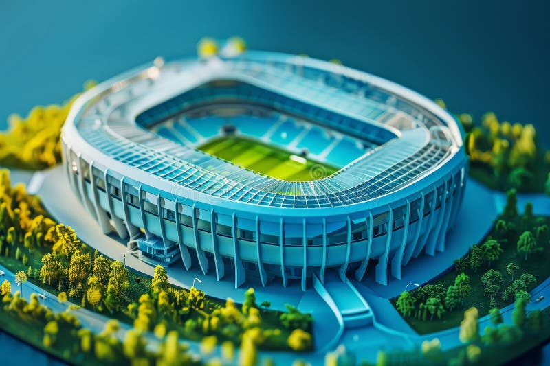 A Stadium with a Large Oval Shape and a Lot of Windows with Generative ...