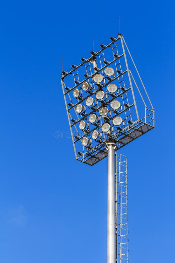 Stadium light on blue sky stock photo. Image of lantern - 28897540