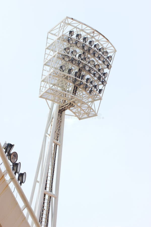Stadium light mast stock image. Image of enlighten, contrast - 117041337