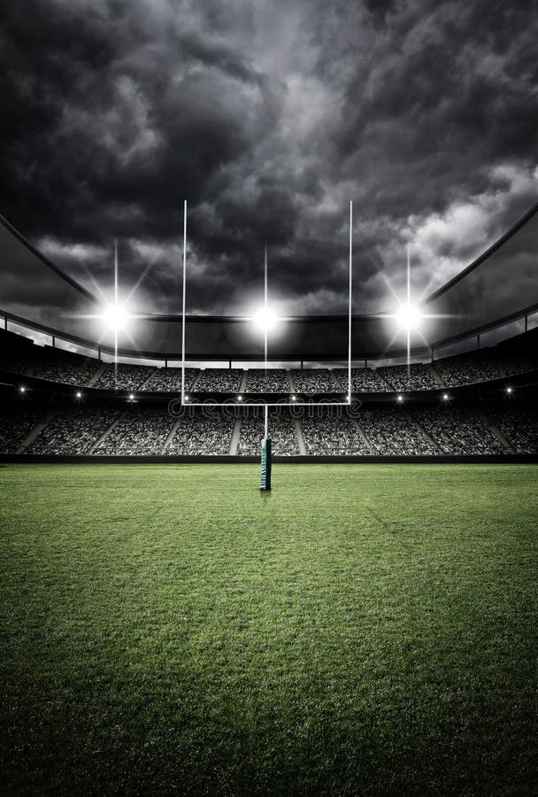Rugby Posts Conversion Night Stock Photo - Image of illuminated, rugby ...