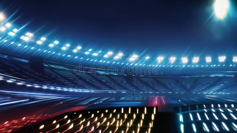 Stadium Lighting Transforming Colors during Nighttime, Generating ...
