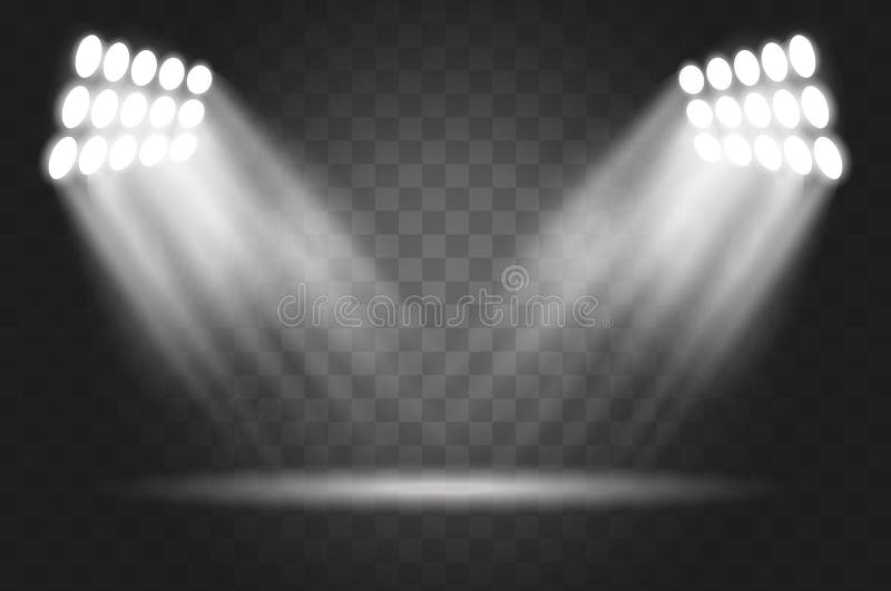 Stadium Lights Effect on a Transparent Background. Spotlights Realistic ...