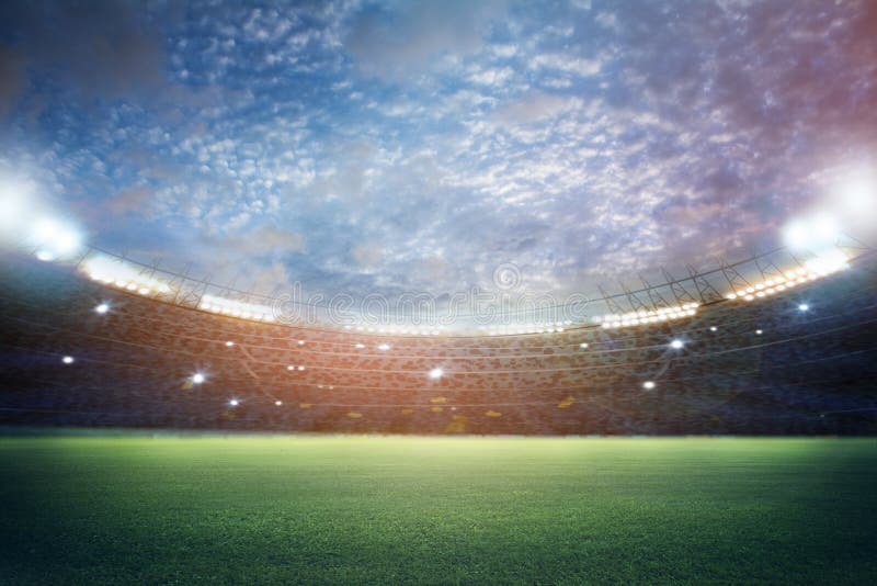 Stadium in Lights and Flashes Stock Image - Image of gleam ...