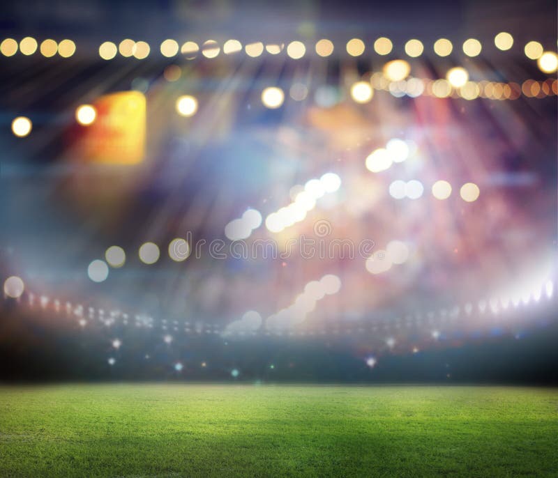Bright Stadium Arena Lights at Night Stock Photo - Image of lamp, goal ...