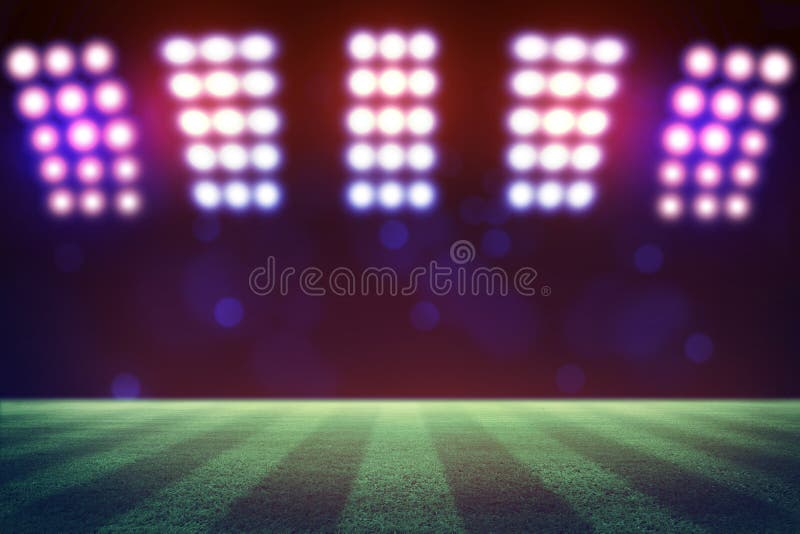 Stadium in Lights and Flashes 3d. Stock Image - Image of field ...