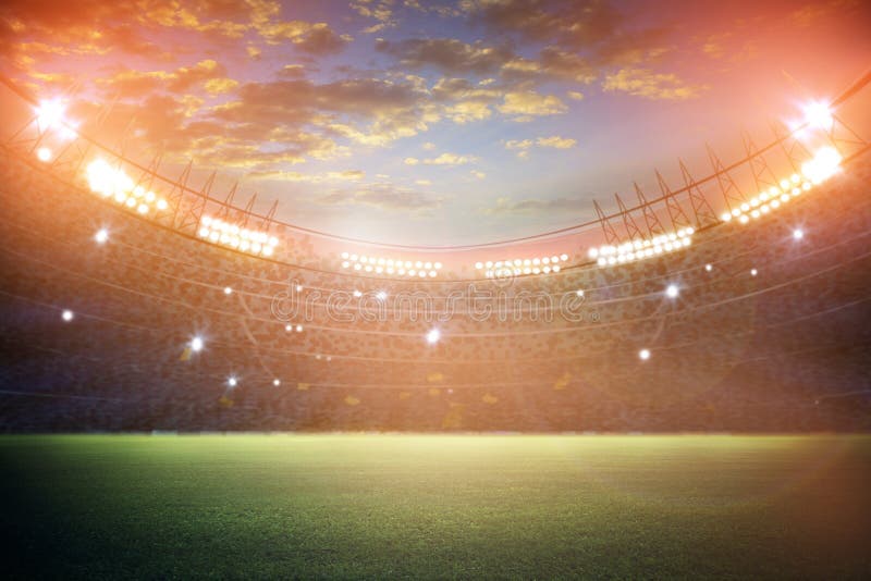 Stadium in Lights and Flashes Stock Photo - Image of glow, gleam: 189629580