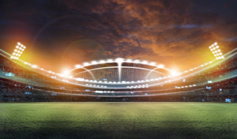 Stadium in Lights and Flashes 3d. Stock Illustration - Illustration of ...