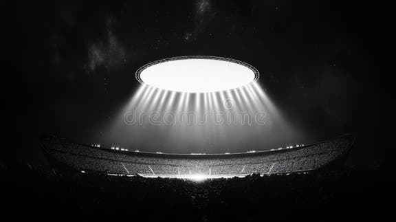 Stadium Lights Night Scene Dramatic Black and White Image of a Stadium ...