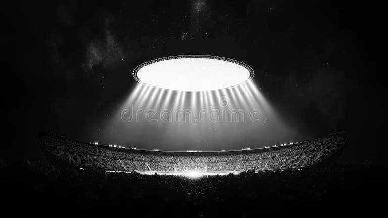 Stadium Lights Night Scene Dramatic Black and White Image of a Stadium ...