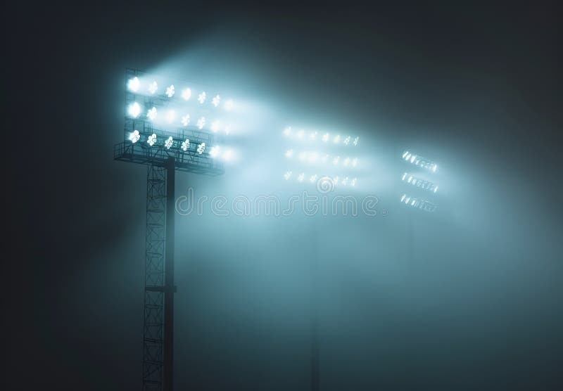 Stadium Lights Shining through Fog Stock Illustration - Illustration of ...