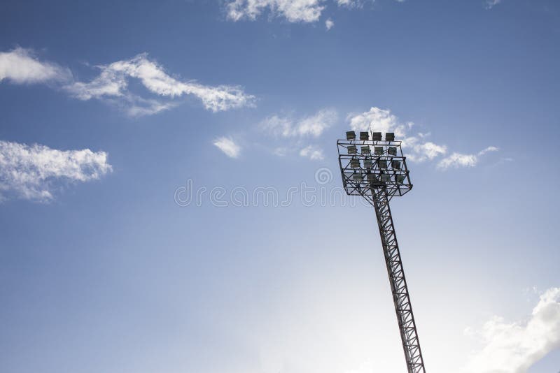 Stadium Lights Sky Background Stock Image - Image of tall, spotlights ...