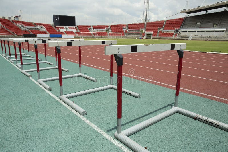 Stadium Main Stand and Running Track Stock Image - Image of empty, blue ...