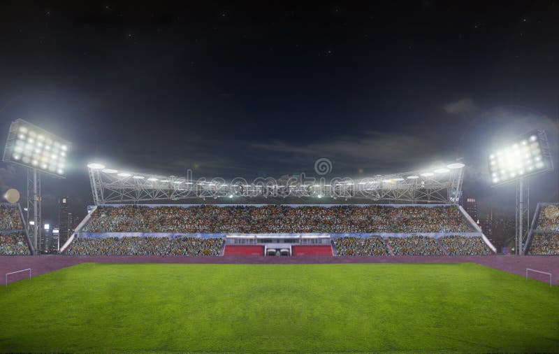 Stadium before the match stock photo. Image of lamp, grass - 39686762